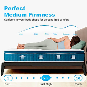 Planet Sleepings 12 Inch TwinXL Hybrid Mattress Bed in a Box,Medium Firm Gel Memory Foam Mattress with Individually Wrapped Pocket Coils Innerspring for Motion Isolation, CertiPUR-US