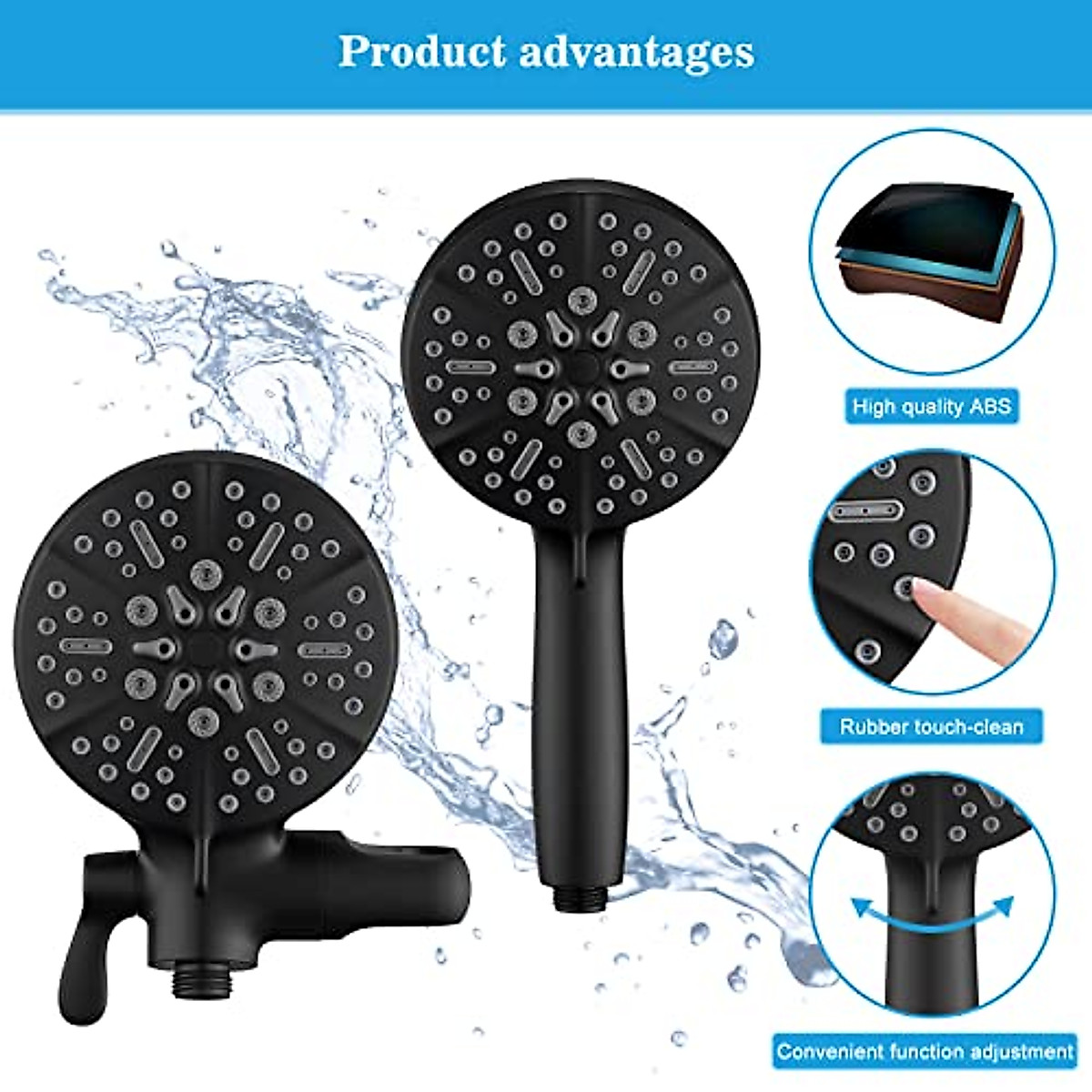 BONADE Black Shower Head, Black Handheld Shower with Shower Head the Perfect Combination Possession 7x7=49 Combinations of Functions to Take you to Enjoy a Luxurious Bath, Matte Black