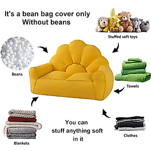 HWOEK Extra Large Bean Bag Chair Cover for Adults, Kids, Teens, Petal-Shaped Bean Bag Sofa Cover Only Without Filling- Memory Foam&Stuffed Animal Storage,Colorful