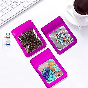 YHJZ 100 Pcs Resealable Mylar Bags, Smell Proof Bags for Packaging, Ziploc Pouch Bags for Food Storage Jewelry Electronics Storage (4x6, Purple)…