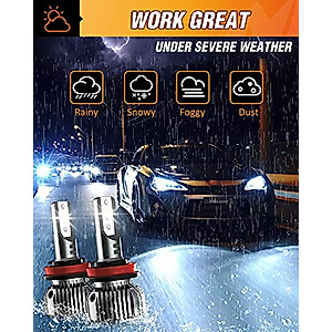 Nilight H11 LED Headlight Bulbs, 350% Brighter, 50W 10000lm Headlamp Bulbs, Mini Size, H9 High Beam, H11 Low Beam, H11/H9/H8/H16 Fog Light, 6000K Cool White, Pack of 2