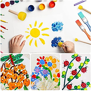 30 Pcs Round Sponges Brush Set, Round Sponge Brushes for Painting, Paint Sponges for Acrylic Painting, Painting Tools for Kids Arts and Crafts (4 Sizes)