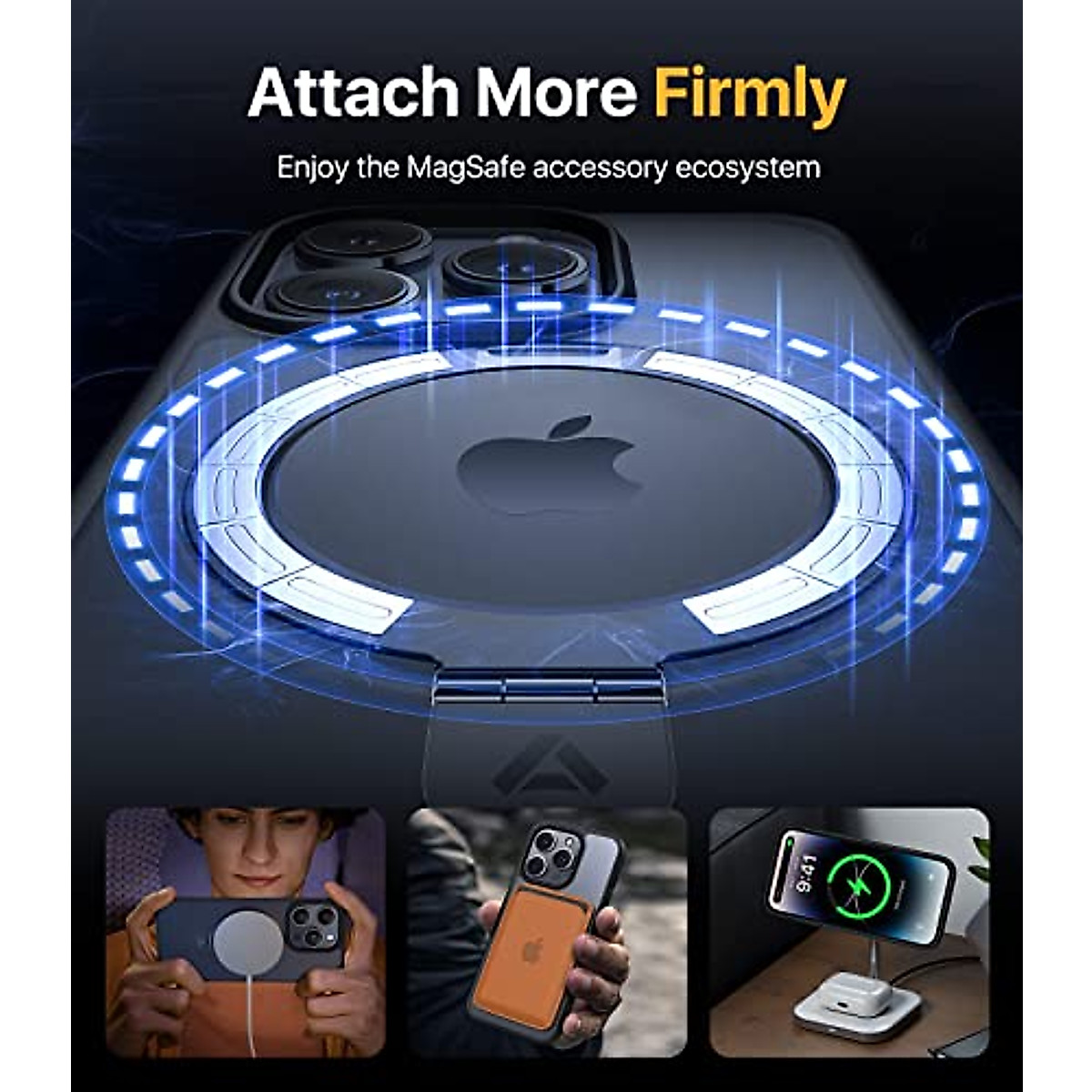 andobil Designed for iPhone 14 Pro Max Case - Magsafe Compatible - with Invisible Stand - Military Drop Protection Kickstand Slim Thin Phone Case for iPhone 14 Pro Max 6.7 Inch for Men Women - Black