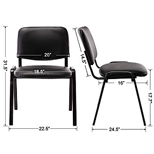 Shunzhi Waiting Room Chairs Set of 10 Stackable Conference Room Chairs Pu Leather Office Guest Chairs Side Reception Chairs for Breakroom/Lobby/Events/Church/School/Hall/Hotel,Black,10PCS