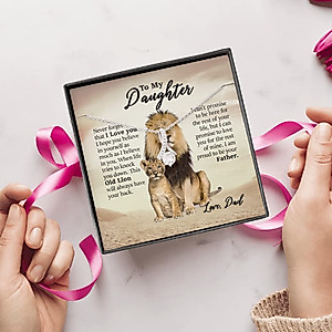 Daughter Gifts From Dad, Father Daughter Necklace, To My Daughter Lion Dad And Daughter Necklace, Father Daughter Gifts Love Knot Necklace Birthday, Sterling Silver