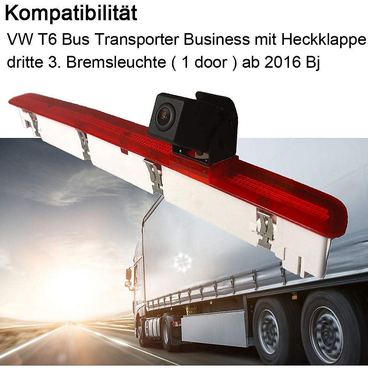 Car Third Roof Top Mount Brake Lamp Camera Brake Light Rear View Backup Camera for VW T6 Bus Transporter Business(1 Door) ab 2016 Bj (NO.1 Backup Camera)