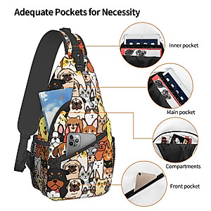 Yrebyou Dog Sling Bag Women Crossbody Chest Backpack Hiking Daypack Men Travel Casual Rideing Outdoor Beach