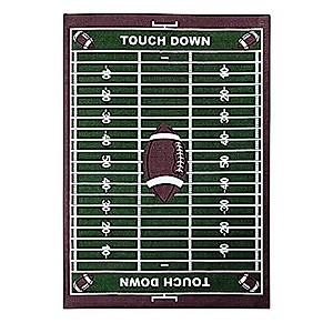 Furnish my Place 700 Corner Football Play Area Rug for Kids Playroom, Bathroom & Kindergarten Classroom, Corner Football Field Ground, Green (3'3"x8')
