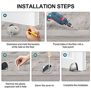 CG PLUS Floor Door Stopper Satin Nickel with Rubber pad, Semicircle Shaped Door Stopper, Stainless Steel for Protecting Wall (2inch x 4pack, Satin Nickel)