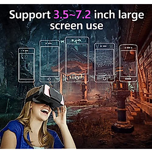 UYGHHK VR Headsets, Virtual Reality Game Movie Goggles for iPhone & Android System 4.7-7.2 inch Smartphone Adjustable 3D VR Glasses with Controller