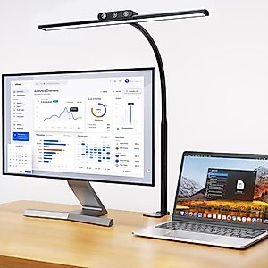 KableRika LED Desk Lamp, 31.5" Wide Architect Desk Lamp for Home Office, Brightest Tall Desk Light with Clamp, Stepless Dimming&6 Color Modes, Eye Protection Task Lamp for Monitor Studio Working