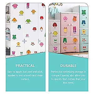 jojofuny 1set Classification PVC Wall Label Clo Organization Drawer Toddler Labels Sticker Kids for Kit Wardrobe Sort Clothing Decoration Bedroom Decals Decorative Nursery Kids,