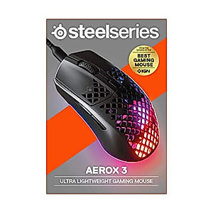 SteelSeries Aerox 3 - Super Light Gaming Mouse - 8,500 CPI TrueMove Core Optical Sensor - Ultra-lightweight Water Resistant Design - Universal USB-C connectivity