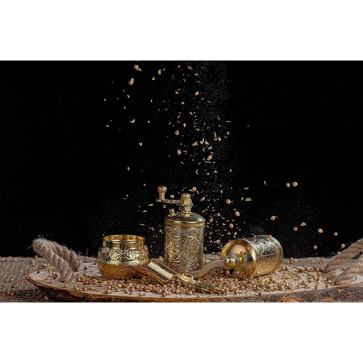 Salt And Pepper Grinder Set - Herb / Pepper Grinder Mill - Spice / Coffee Bean Grinder -Manual (Gold)