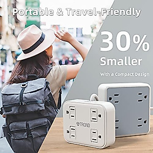 2 Prong Power Strip, TROND 2 Prong to 3 Prong Outlet Adapter, 5ft Extension Cord, 4 Widely Outlets with 4 USB Ports, Wall Mountable, Ideal for Non-Grounded Outlets, No Surge Protector for Cruise Ship