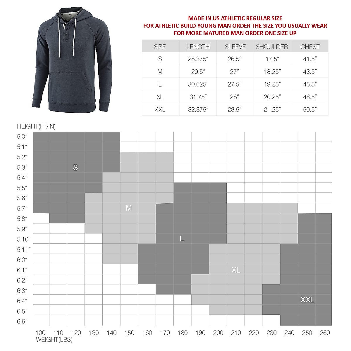 Vetemin Men's Casual Athletic Midweight Comfy Soft Fleece Active Sports Pullover Henley Hoodie Sweatshirt Black/H.Oatmeal L