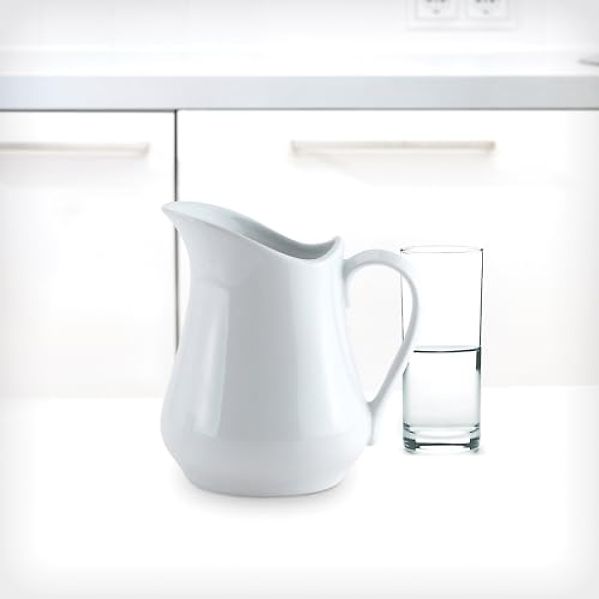 HIC Creamer Pitcher with Handle, Fine White Porcelain, 32-Ounces