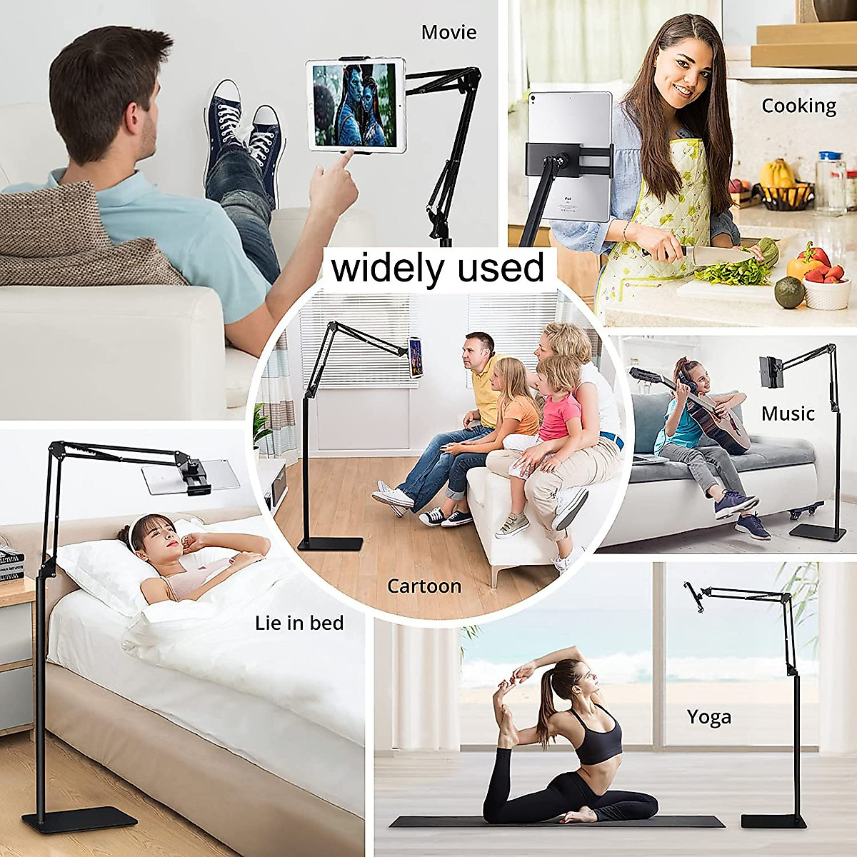 SENLNES Tablet Floor Stand Holder, Adjustable Universal 360-degree Rotatable Metal Tablet Holder, Suitable for iPad Air Mini Pro 12.9/9.7,iPhones, Cell Phones (4.7"-12.9")