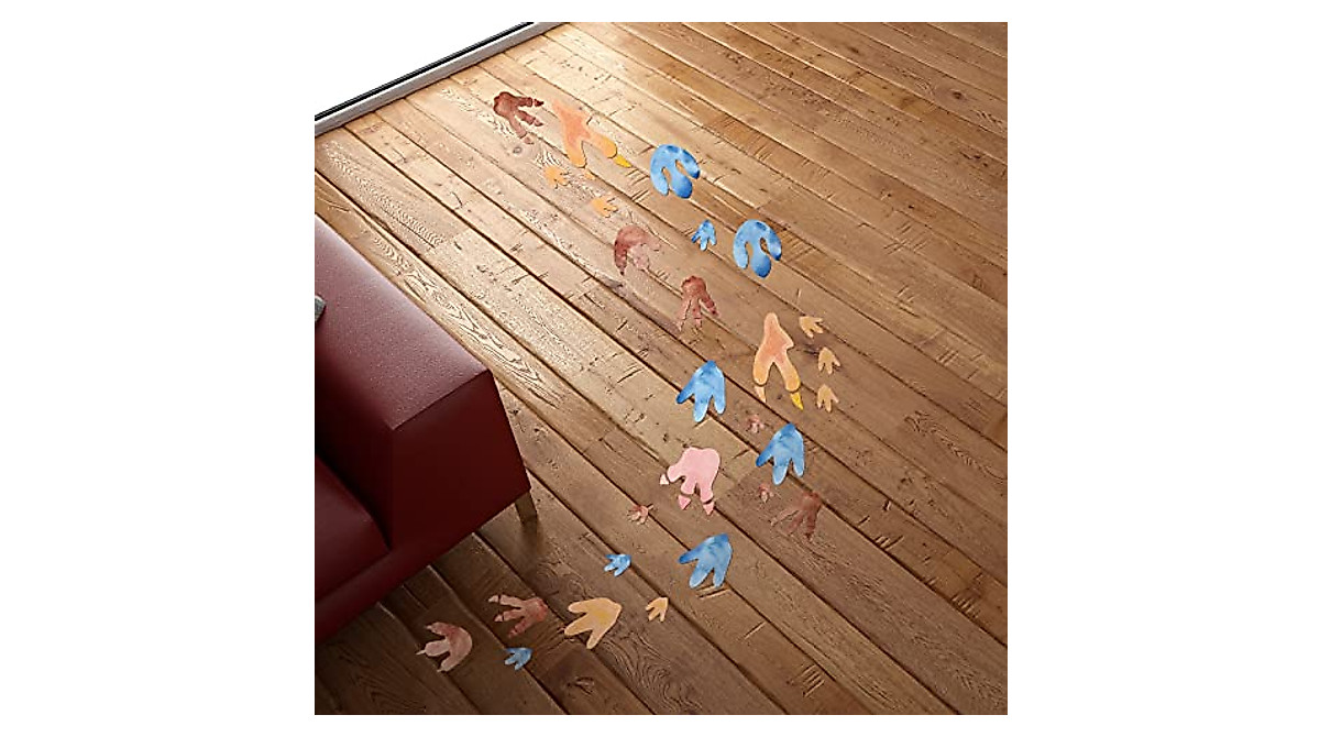 Fumete 48 Pcs Dinosaur Footprint Decals for Kids Decor