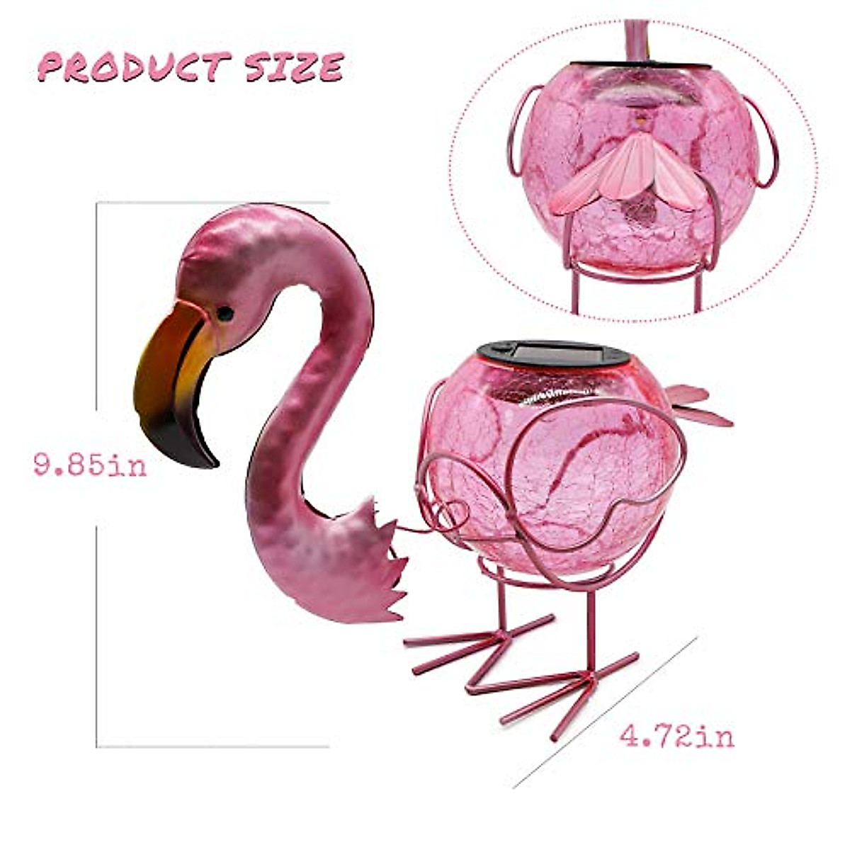 Solar Lights Outdoor Decorative Waterproof LED Lights Flamingo Frog Decorations for Outdoors Patio Garden Yard (Flamingo)