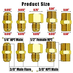 NQN Upgraded 18 Feet High Pressure Braided Propane Hose Extension with Conversion Coupling 3/8" Flare to 1/2" Female NPT, 1/4" Male NPT, 3/8" Male NPT, 3/8" Male Flare for BBQ Grill, Fire Pit, Heater