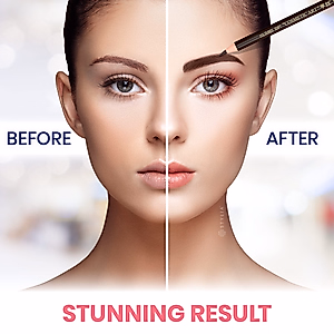 Stylia Eyebrow Pencil Set (12 Pieces - Dark Brown), Eyebrow Pencil, Eye Brow Pencils for Women Makeup, Microblading Long Lasting Eyebrow Pencil Liners for Marking, Filling And Outlining Eyebrow