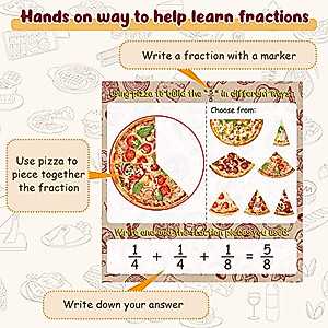 Magnetic Pizza Fraction Tiles with Fraction Circles Set Includes Magnetic Pizza Fractions Pizza Spinners Erasable Marker Board Math Pizza Game Fraction Math Game for Math Fraction Learning Education
