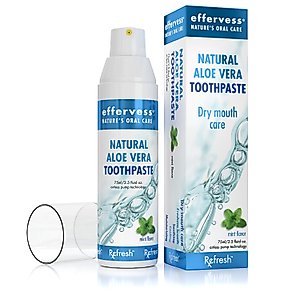Effervess Rx Refresh Natural Aloe Vera Fluoride Free Toothpaste - Dry Mouth Care - Naturally Soothing & Moisturizing - Freshens Breath & Fights Plaque