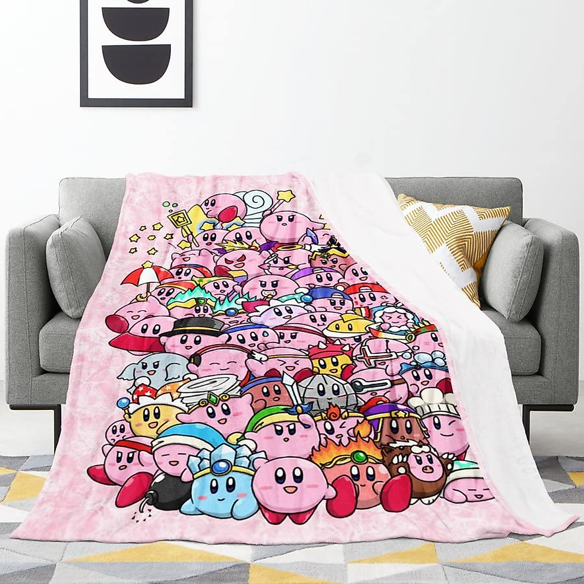 QUZtww-Kirby Blanket Fuzzy Soft Micro Fleece Ultra Fuzzy Blanket for Office Sofa Bed Living Room Warm Lightweight 50 x 40 in Pink