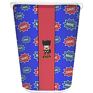 RNK Shops Personalized Superhero Waste Basket - Double Sided (White)
