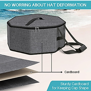 SLEEPING LAMB Hat Box for Travel and Storage, Collapsible Hat Case Cowboy Cap Hat Organizer for Closet with Handles Hat Boxes for Men and Women Storage Large Hat Bag Carrier with Cardbord, Grey