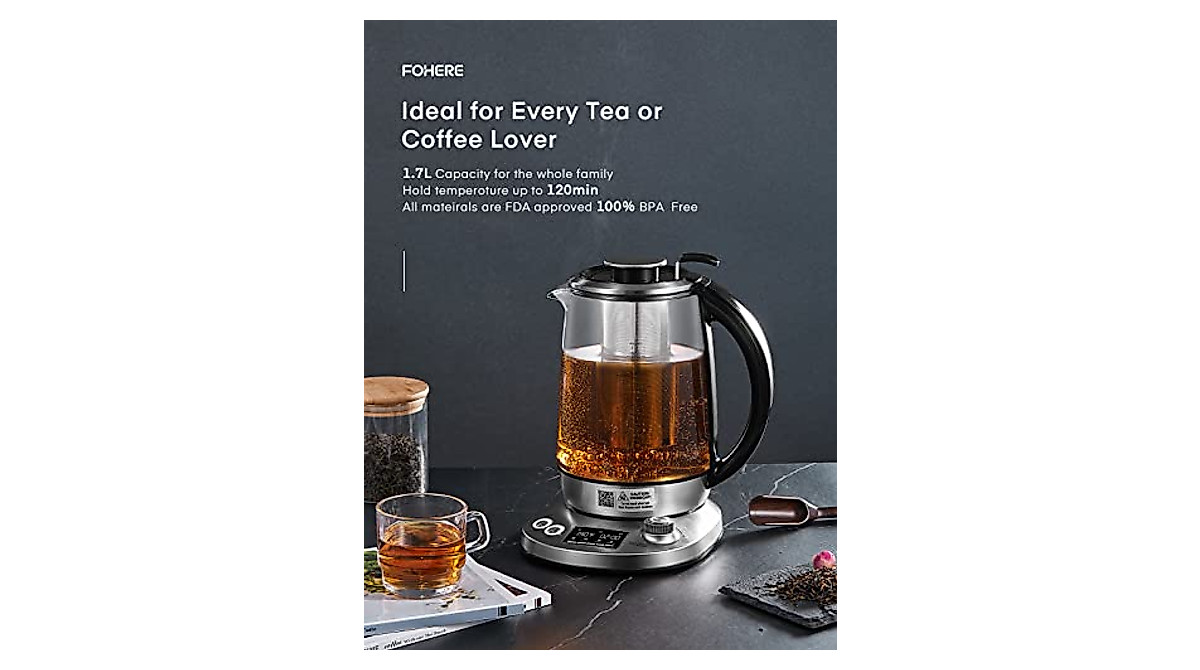 FOHERE Electric Tea Kettle - 9 Presets & Precise Control