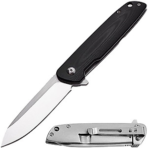GRAND WAY Pocket Knife - Folding Knofe with G-10 Handle - Best Survival Hunting EDC Work Military Bushcraft Knifes Pocket Clip - Foldable Camping Outdoor Knives with Clip - Best Gifts for Men S-37