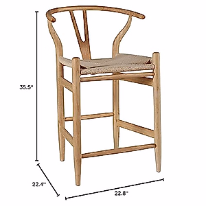 Amazon Brand – Stone & Beam Wishbone Counter-Height dining chair, 35.5"H, Birch Wood, Natural / Natural
