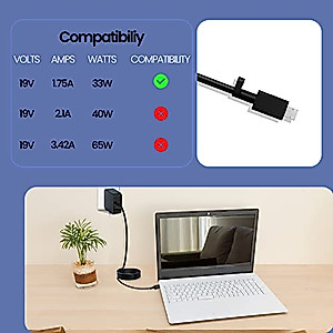 ​33W Laptop Charger Replacement for Asus Chromebook C201P C201 C201PA C100PA C100P C100 Eeebook X205T X205 X205TA Vivobook E200H E200HA AD890526 ADP-33AW B Small Square Tip Power Supply Cord