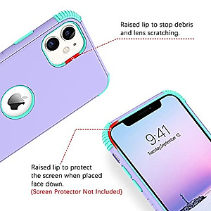 BENTOBEN iPhone 11 Case, Phone Case iPhone 11, Heavy Duty 2 in 1 Full Body Rugged Shockproof Protection Hybrid Hard PC Bumper Drop Protective Girls Women Boy Men Covers for iPhone 11 2019, Purple/Mint