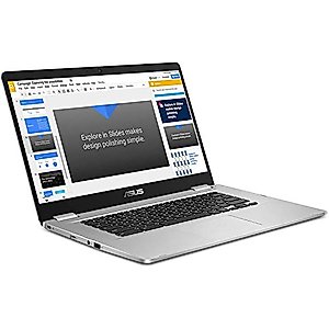 ASUS Chromebook C523NA , 15.6" FHD NanoEdge-Display with 180 Degree-Hinge, Intel Celeron N3350-Processor 1.1GHz, 4GB LPDDR4-RAM, 64GB Storage, Chrome OS, Silver (Renewed)