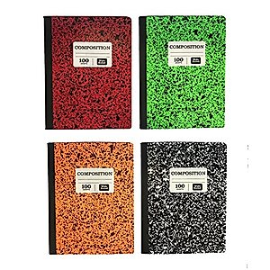 1 Subject Marble Composition Notebook Wide Ruled 100 Sheet 4 Pack