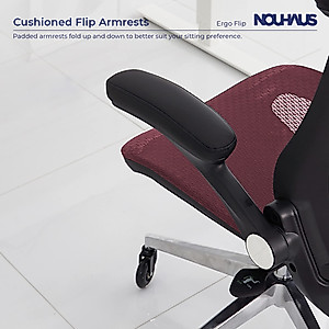 Nouhaus Ergonomic Mesh Office Chair Comfy Gaming Chairs with Adjustable Headrest & Armrest, Big and Tall Swivel Desk Computer Chair Tilt Function(ErgoFlip, Burgundy)
