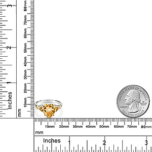 Gem Stone King 925 Silver and 10K Yellow Gold Yellow Citrine and White Diamond Engagement Ring For Women | 3.55 Cttw | Heart Shape 10MM | Gemstone November Birthstone | Size 8