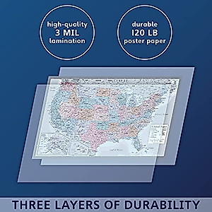 USA Map Poster - United States Map Chart [Purple] (Laminated, 18" x 29")