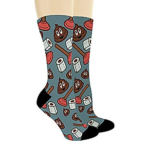 ThisWear Practical Joke Gifts for Women and Men TP and Poop Socks Funny Accessories 6-Pair Novelty Crew Socks