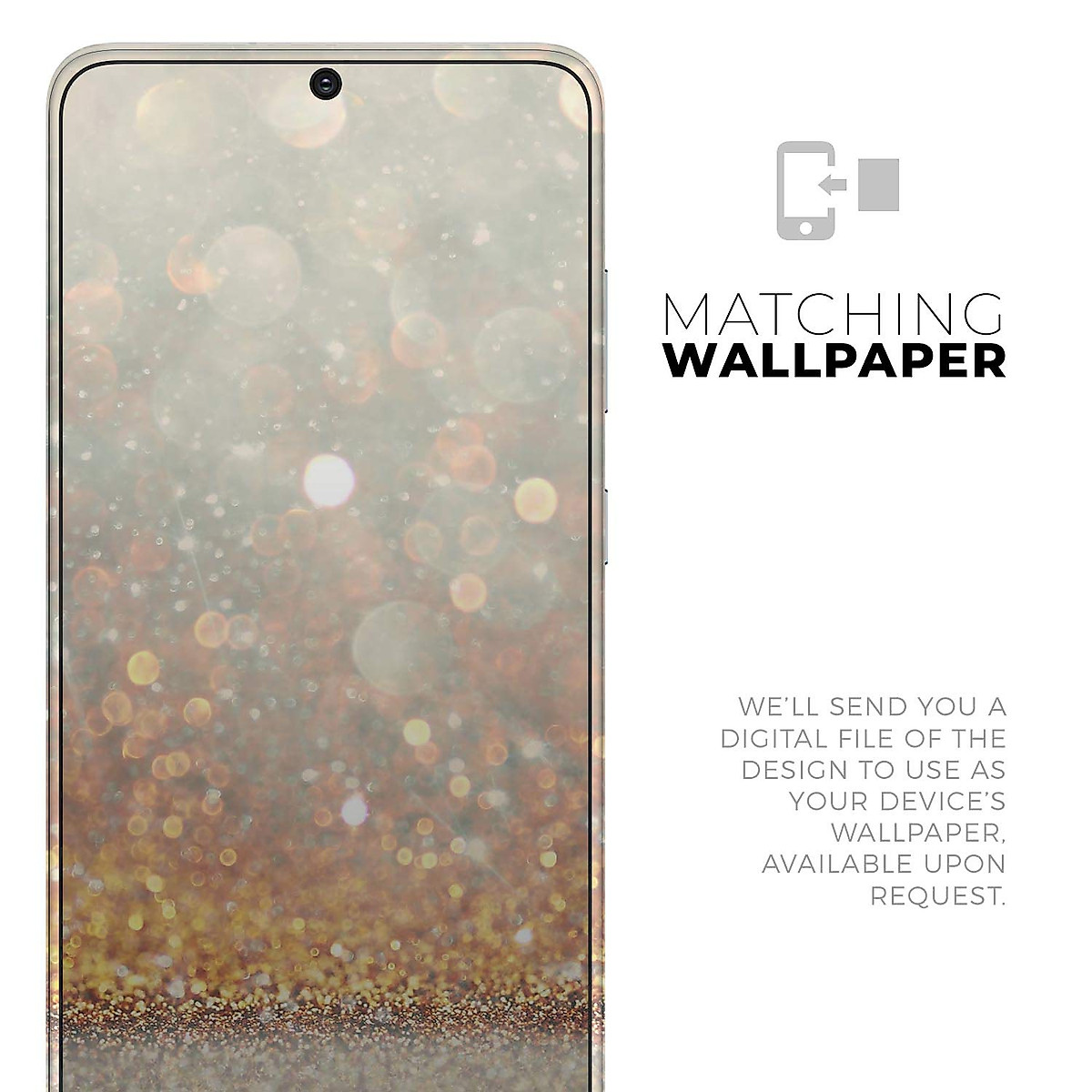 DesignSkinz Pink and Gold Shimmering Lights Protective Vinyl Decal Wrap Skin Cover Compatible with The Samsung Galaxy S20 (Screen Trim & Back Glass Skin)