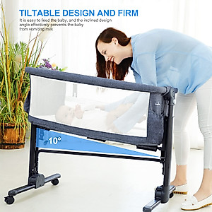 LuckyDove Baby Bassinet,Baby bassinets Bedside Sleeper,Baby Bedside Crib for New Born,Easy Folding Portable Crib,6 Height Adjustable Co-Sleeper with Soft Mattress/Travel Bag,Built-in Wheels (Grey)