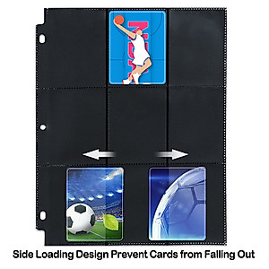 9 Pockets Trading Card Binder Sleeves Pages,900 Pockets/ 50 Sheets Card Protectors Fit 3 Ring Binder Card Sheets Double-Sided for Standard Size Cards Sport Cards Id Game Cards OS0850BK