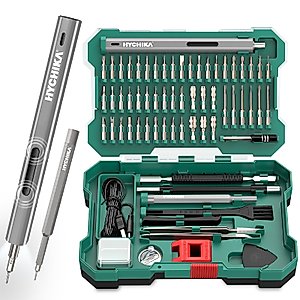 Precision Screwdriver Set Electric, 67 in 1 Electric Screwdriver Kit with 52 Magnetic Bits, HYCHIKA Professional Electronics Repair Tool Kit w/LED for Computer Phone Drone PC Camera