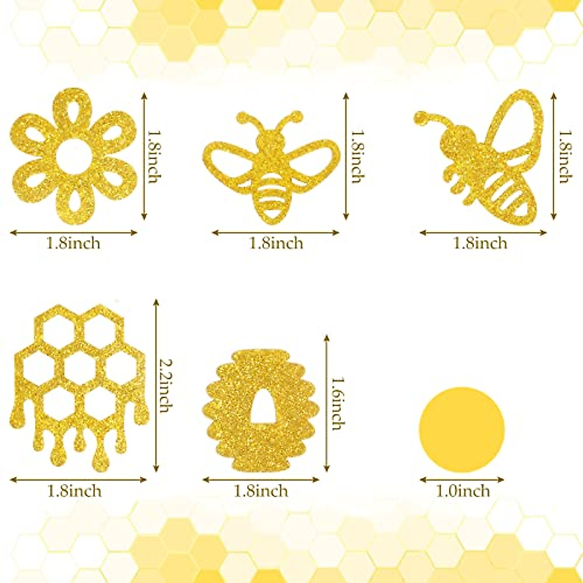 280 Pieces Bumble Bee Glitter Confetti, Black Yellow Gold Bee Circle Confetti Decoration for Bee Theme Party Gender Reveal Baby Shower First Birthday Table Scatters Supplies