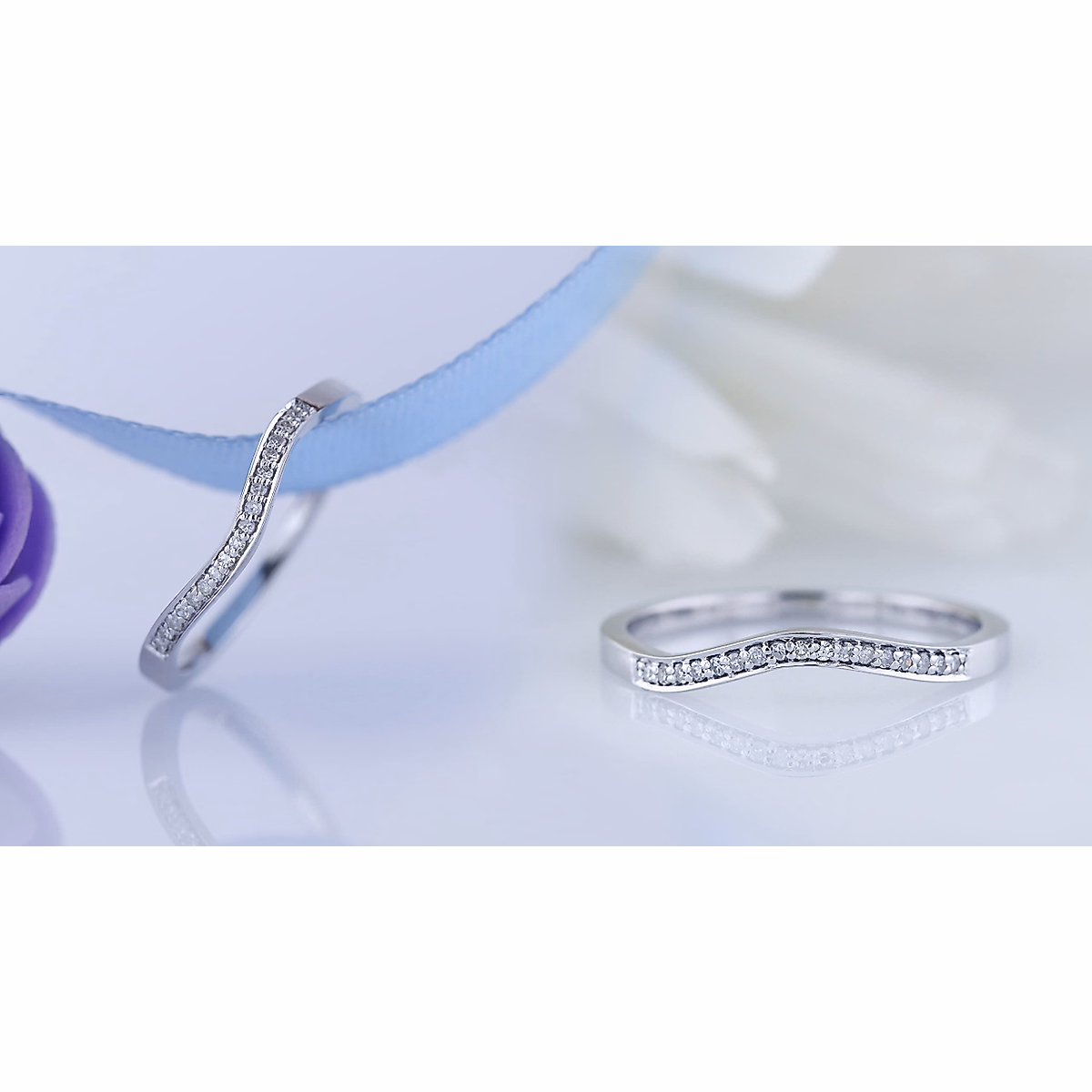 Dazzlingrock Collection Round White Diamond Enhancer Guard Curved Stackable Wedding Band for Women (0.10 ctw) in 925 Sterling Silver Size 7