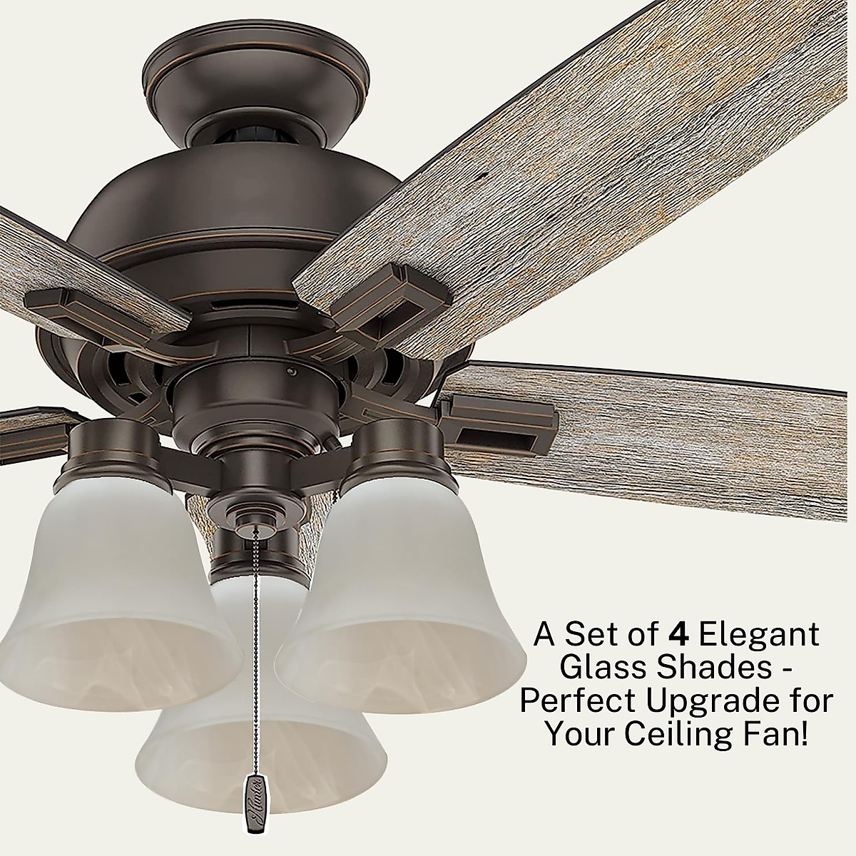 LIGHTACCENTS 4-Pack Ceiling Fan Light Covers -white Alabaster Glass Shade Lamp Replacement Kit For Ceiling Fan Light Kits. Glass Lamp Shade Replacement Used For Ceiling Fan Globe Replacement