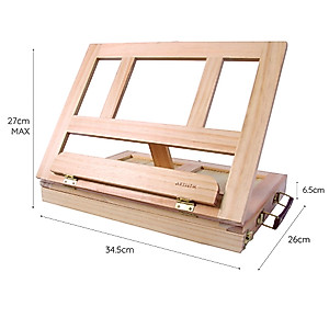 Mixed Media Art Set - 34 Piece, Easel Painting Kit with Wood Table Desk Top Easel Box Includes Acrylic Paints, 3 Canvas Boards, Pastels, Desktop Art Supplies Gift for Beginner Artists, Kids, Adults